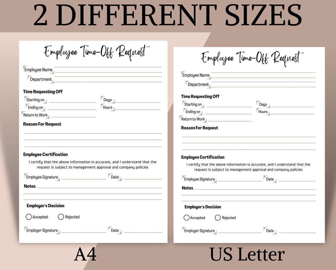 Editable Employee Time off Request Template Printable - Etsy