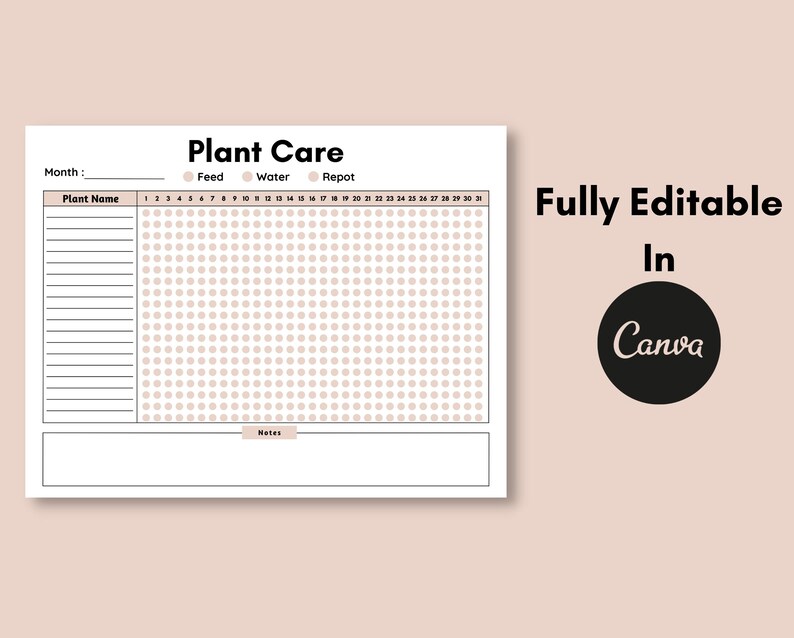 Plant Care Tracker Printable Monthly Plant Care Tracker - Etsy
