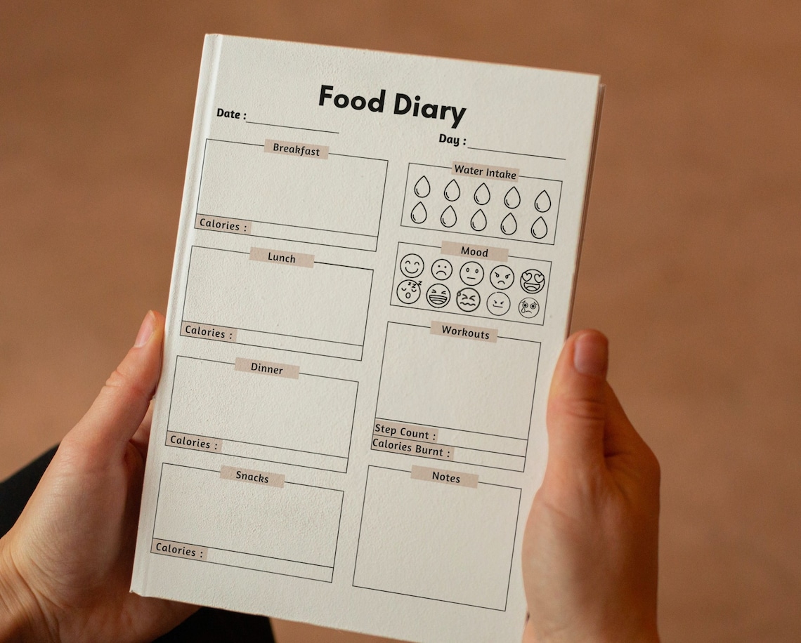 Daily Food Diary Printable Daily Food Journal Minimalist - Etsy