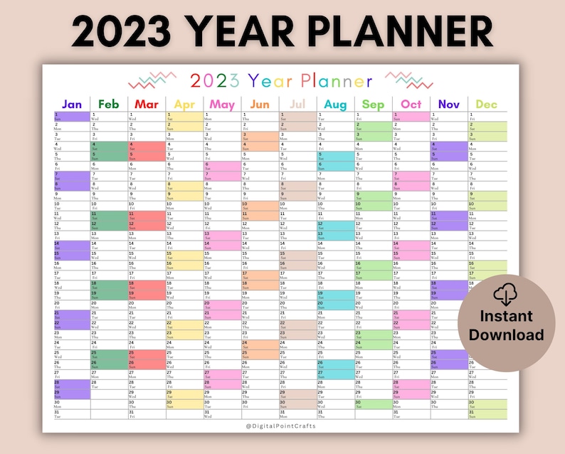 Printable 2023 Year Planner, Editable Yearly Planner on 1 Page ...