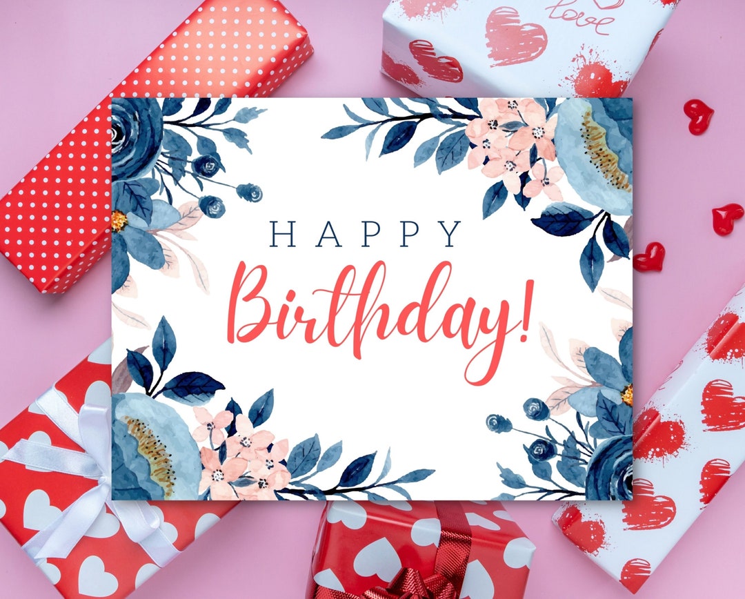 Printable Cards Birthday, Birthday Card, Printable Happy Birthday Card ...
