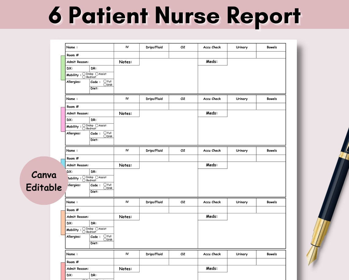 6 Patient Report Sheet Nursing Med Surg Report Sheet Nurse - Etsy