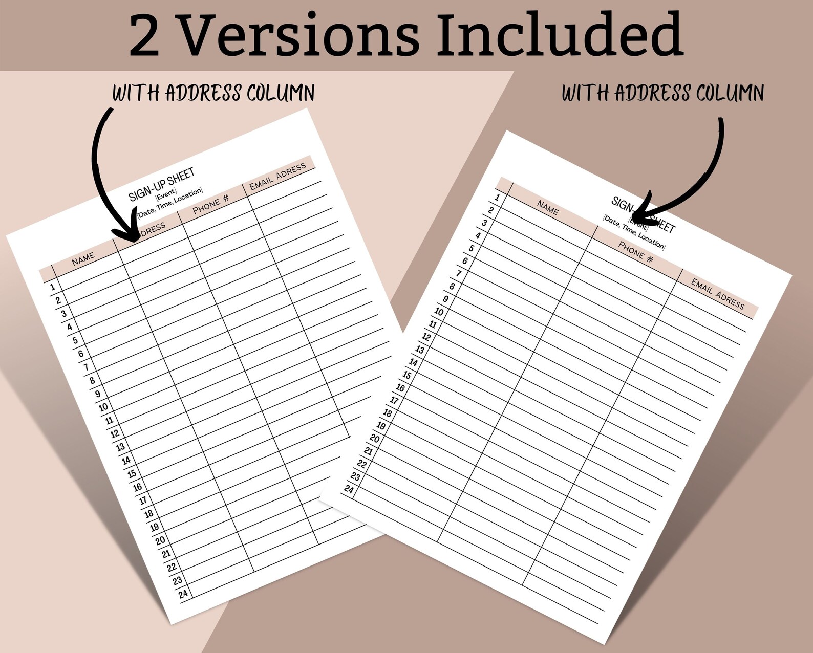 Editable Sign up Sheet 2 Email Sign up Forms PRINTABLE Sign - Etsy