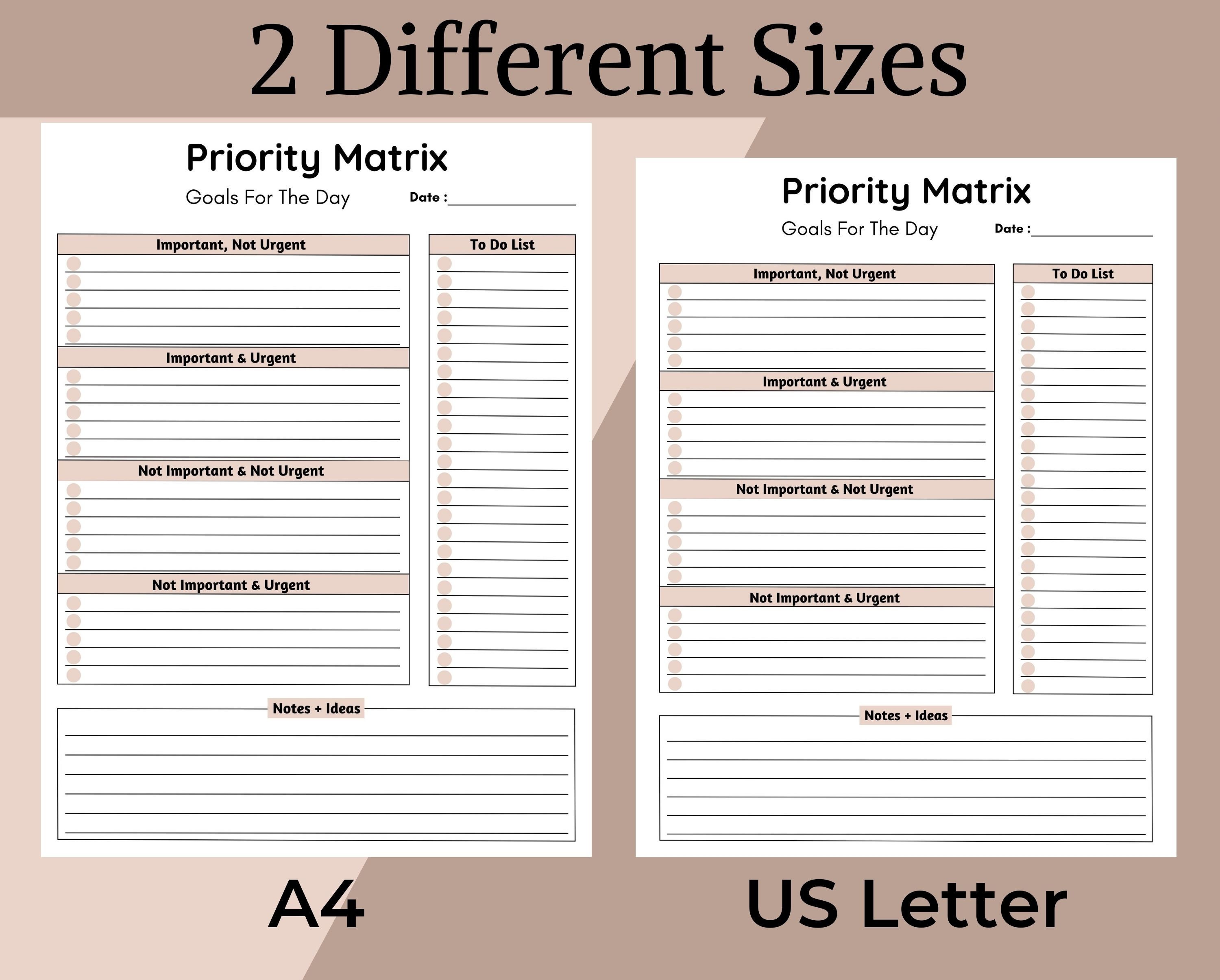 Task Priority Matrix, Eisenhower Matrix, Decision Matrix, Productivity ...