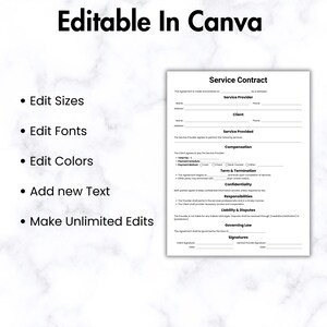 Simple Service Contract Template, One Page Services Contract Agreement ...