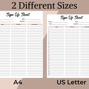 Sign up Sheet Printable Template - Canva Editable Sign up Form - Event ...