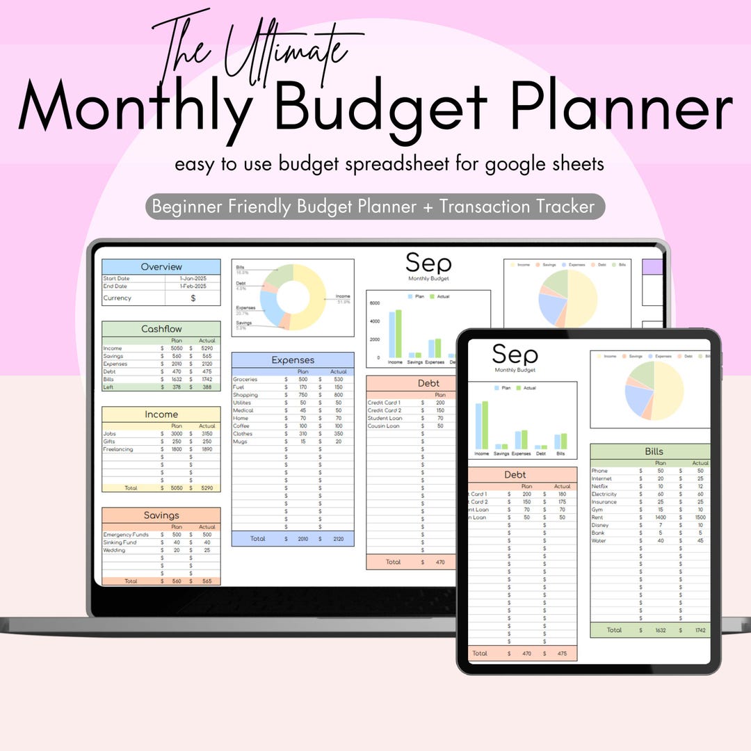 Monthly Budget Spreadsheet Google Sheet Budget Template, Weekly ...