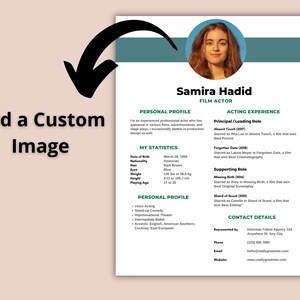 Actor & Actress Resume Template With Photo for Canva, Acting Resume ...