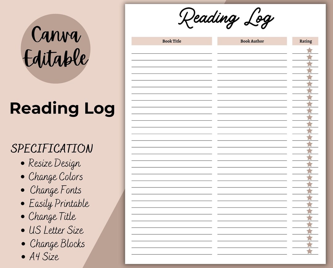 Reading Log, Printable Book List, Reading Challenge Tracker, Books Ive ...