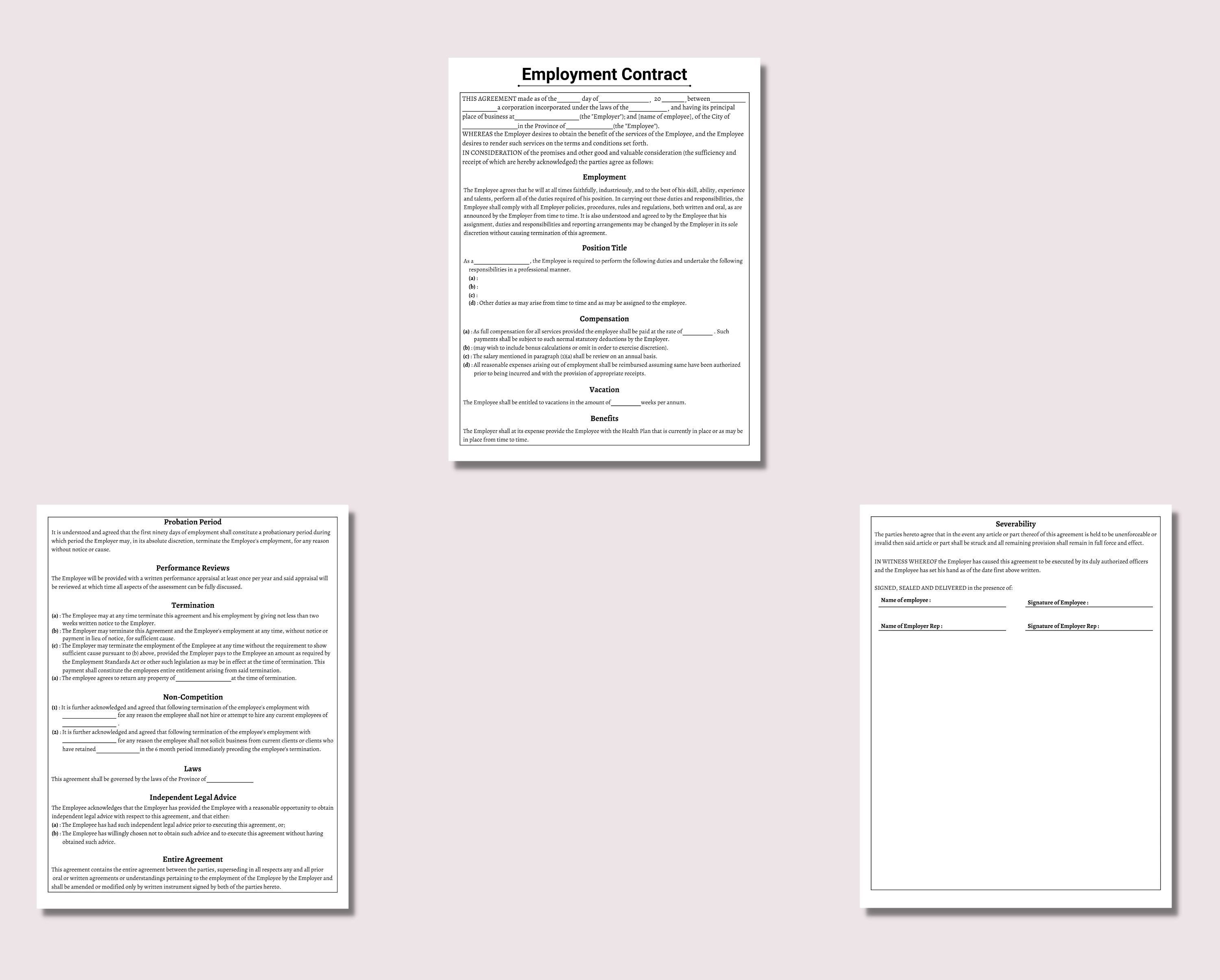 Employment Job Contract Agreement Employment Job Service - Etsy