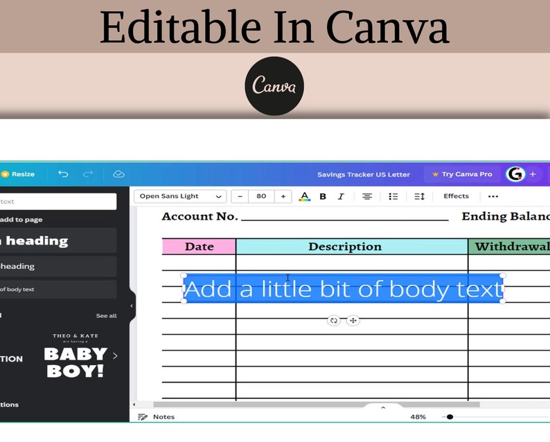 Editable Savings Tracker - Savings Log - Printable Savings Goal ...
