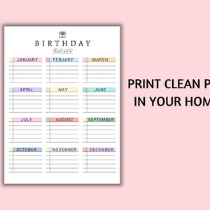 Printable Birthday Tracker, Editable Birthday Planner, Birthday Insert ...