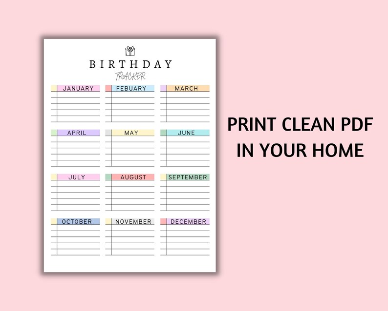 Printable Birthday Tracker Editable Birthday Planner - Etsy