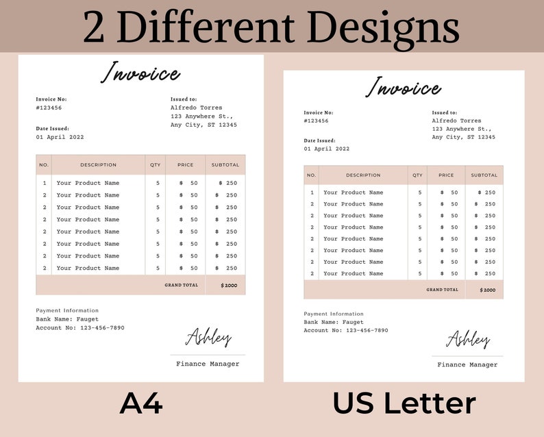 Invoice Editable Template Printable Order Form Invoice - Etsy