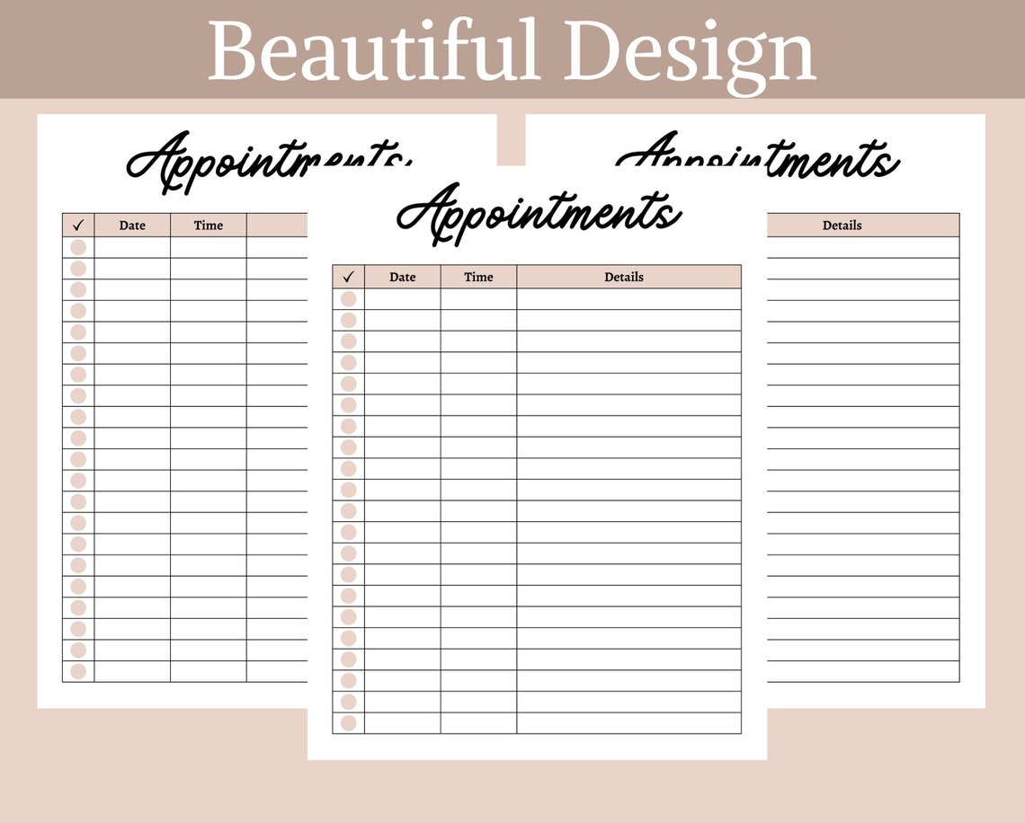 Appointment Tracker Meeting Tracker Reminder Client - Etsy