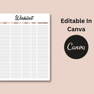 Wishlist Tracker | Printable Things to Buy | Editable Want List ...