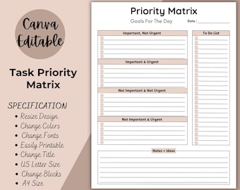 Weekly Task Priority Matrix, Eisenhower Matrix, Decision Matrix ...