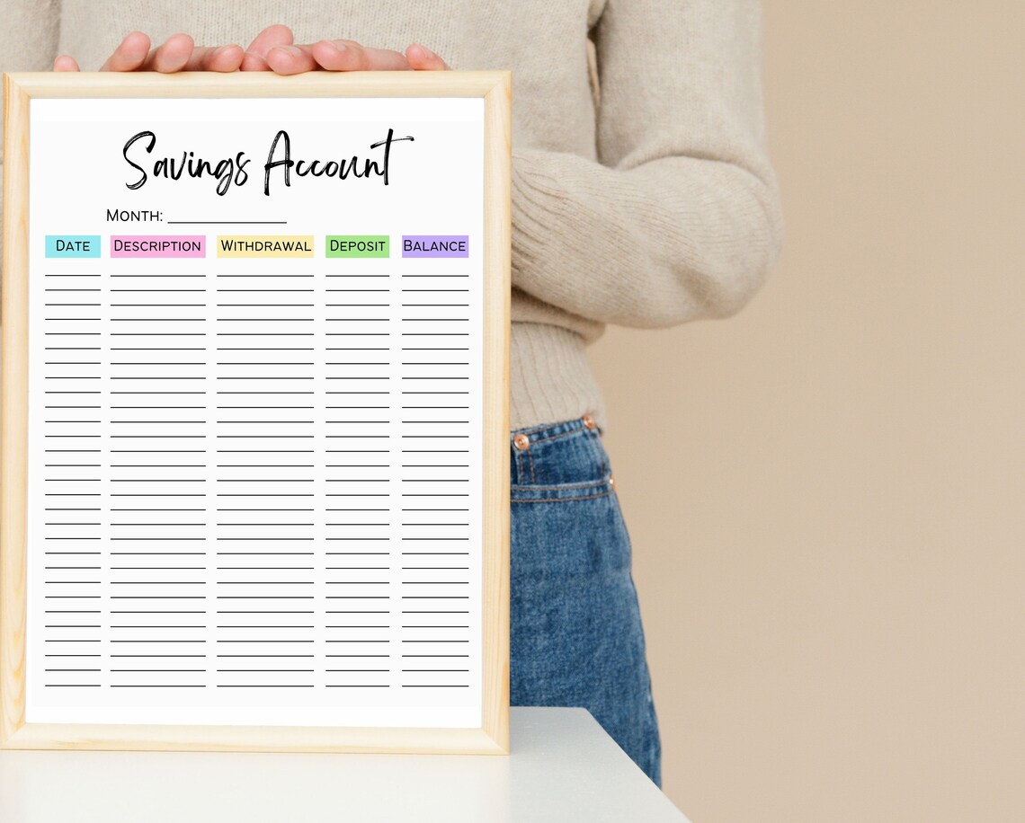 Printable Savings Account Tracker Personal Savings Tracker - Etsy
