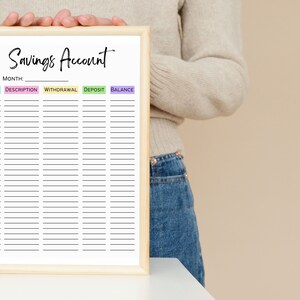 Printable Savings Account Tracker, Personal Savings Tracker, Financial ...