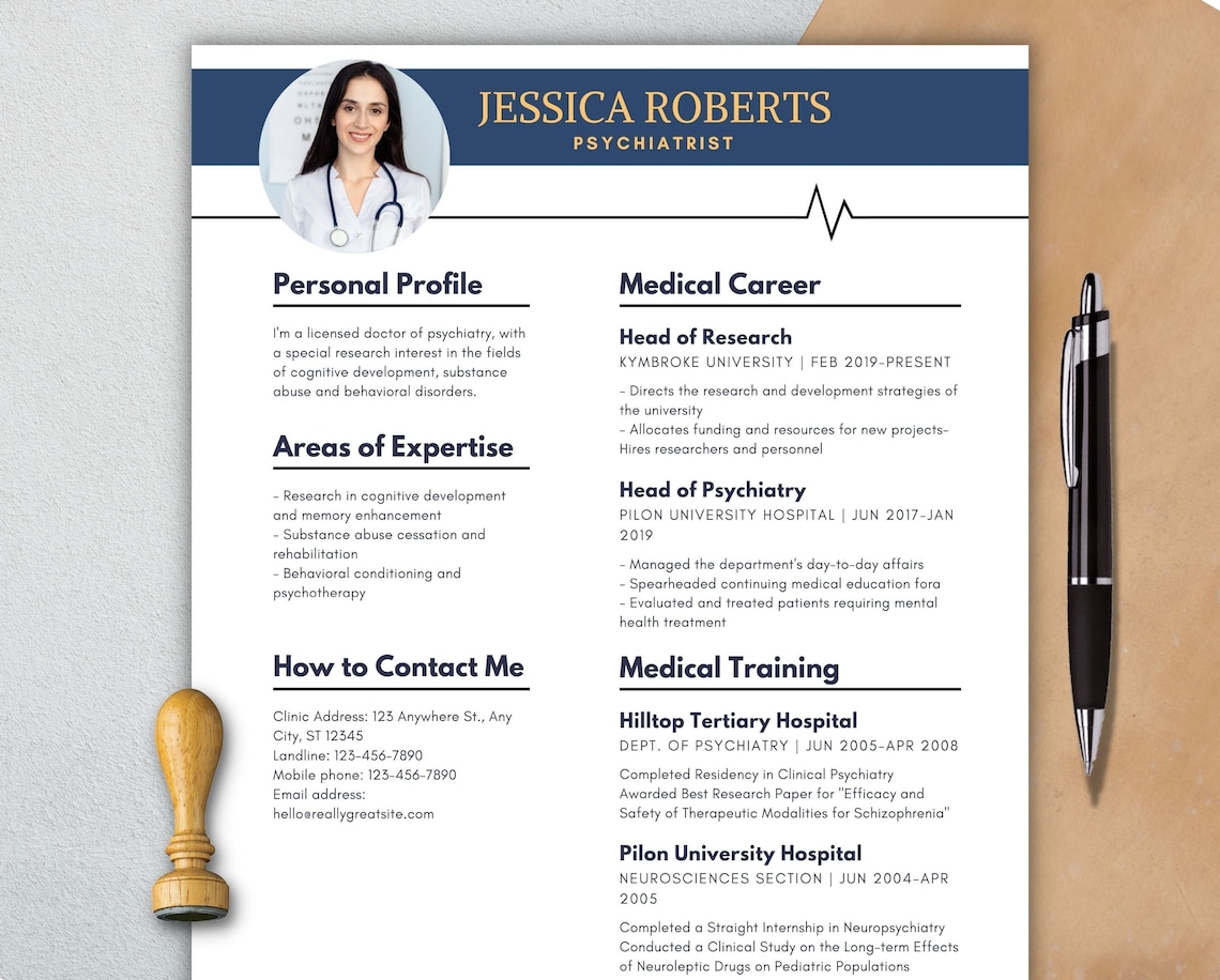 Doctor Resume Template, Nurse Resume Word, Apple Pages Mac | Medical ...