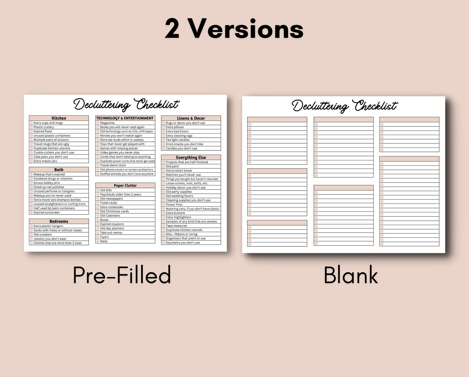 Decluttering Checklist Printable Home Decluttering Checklist - Etsy