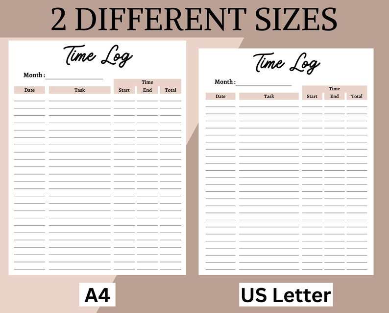 Printable Time Log, Timesheet, Simple Time Log, Easy Timesheet, Time ...