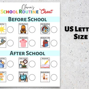 Kids Daily Routine School Checklist Schedule Printable, Editable Chore ...