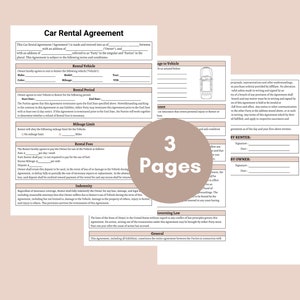 Car Rental Agreement, Printable Vehicle Lease Contract | Car Rental ...