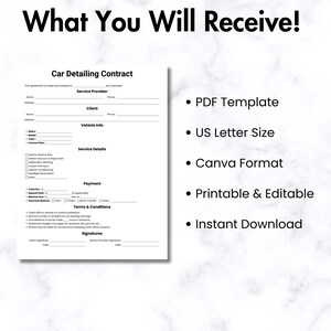 Simple Car Detailing Contract, One Page Auto Detailing Agreement Form ...