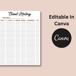 Client History, Printable Client Payment Log, Editable Business Finance ...