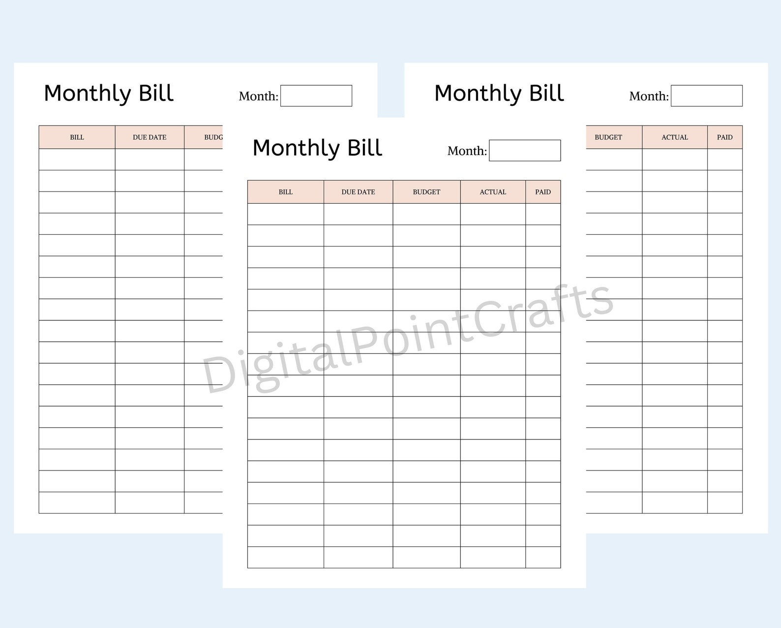 Printable Monthly Bill Tracker Monthly Bill Log Bill - Etsy