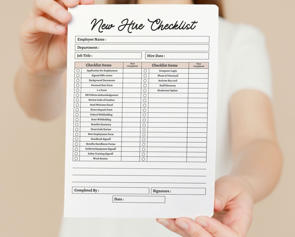 New Hire Checklist, New Hiring Forms, Onboarding New Hire List, New ...
