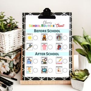 Kids Daily Routine School Checklist Schedule Printable, Editable Chore ...