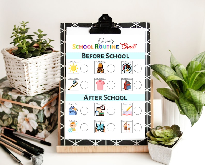 Kids Daily Routine School Checklist Schedule Printable, Editable Chore ...