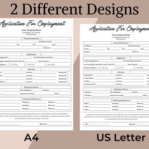 Application for Employment, Hiring Form, Job Application Template, Job ...