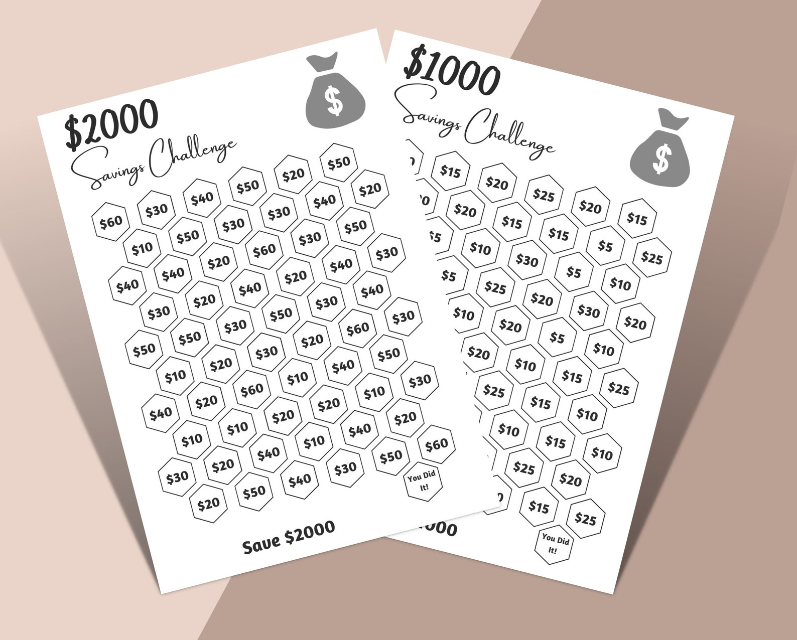 Printable 1k 2k Savings Challenge Money Savings Challenge - Etsy