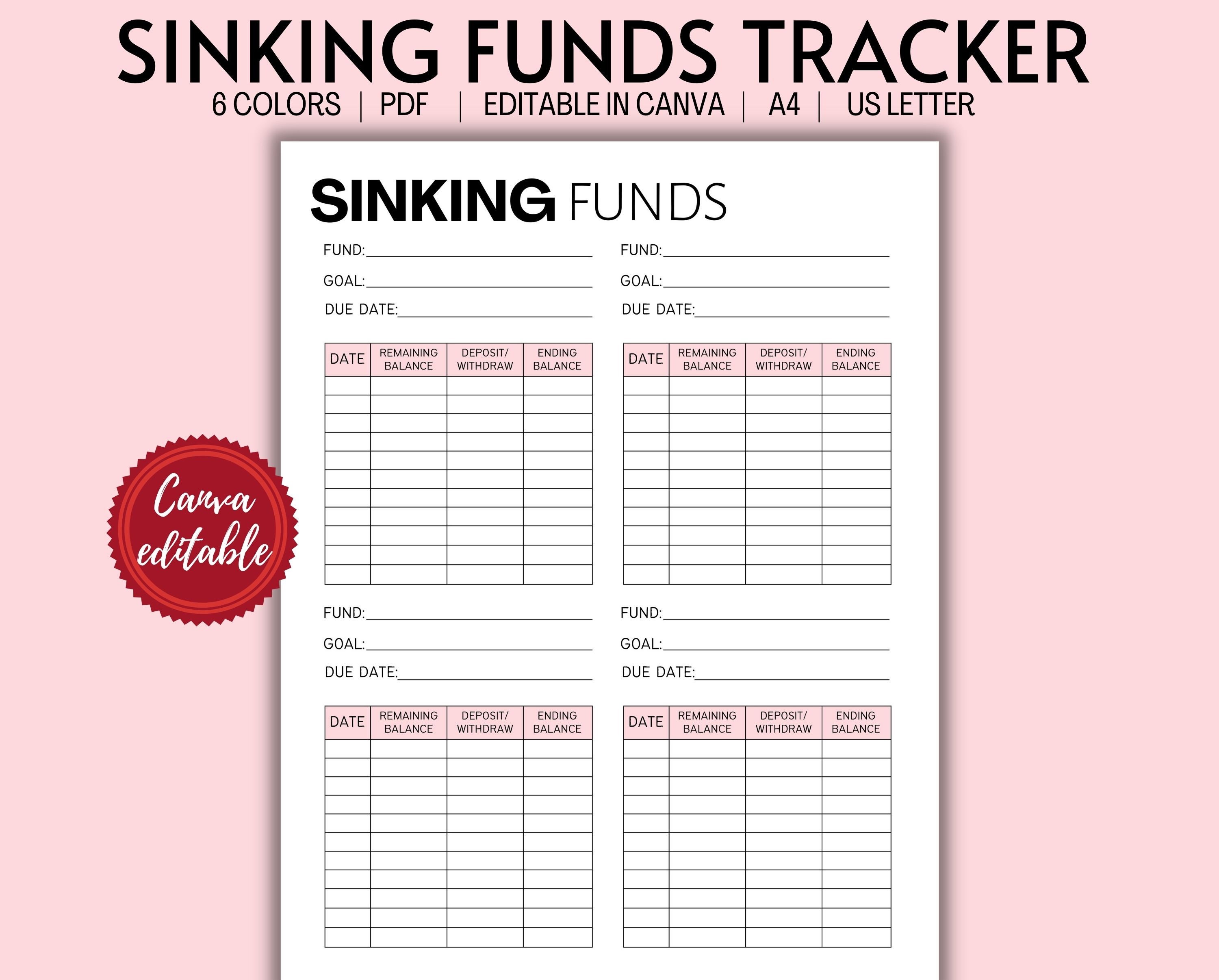 Printable Sinking Funds Tracker Sinking Funds Binder - Etsy