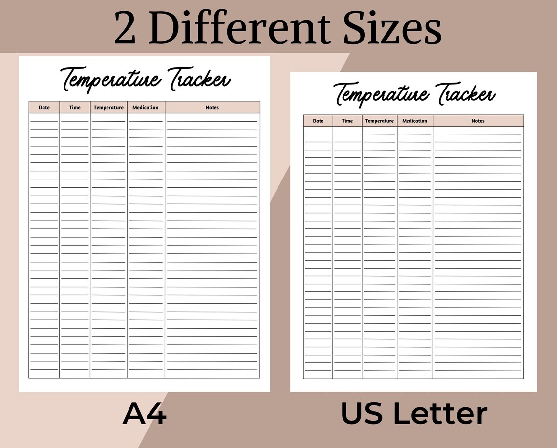 Temperature Log, Printable Health Planner, Patient Forms, Medication ...