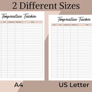Temperature Log, Printable Health Planner, Patient Forms, Medication ...