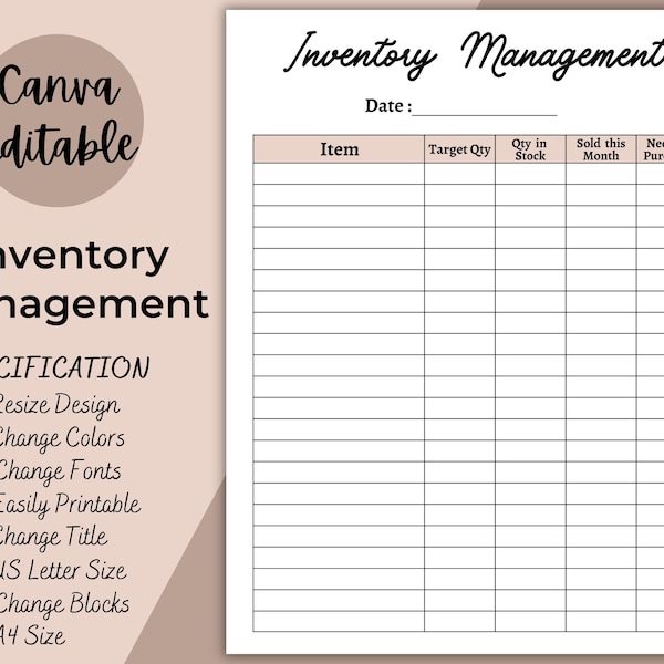 Small Business Inventory Template Editable - Etsy