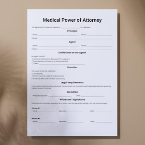 Simple Medical Power of Attorney Form, One Page Healthcare Authority ...