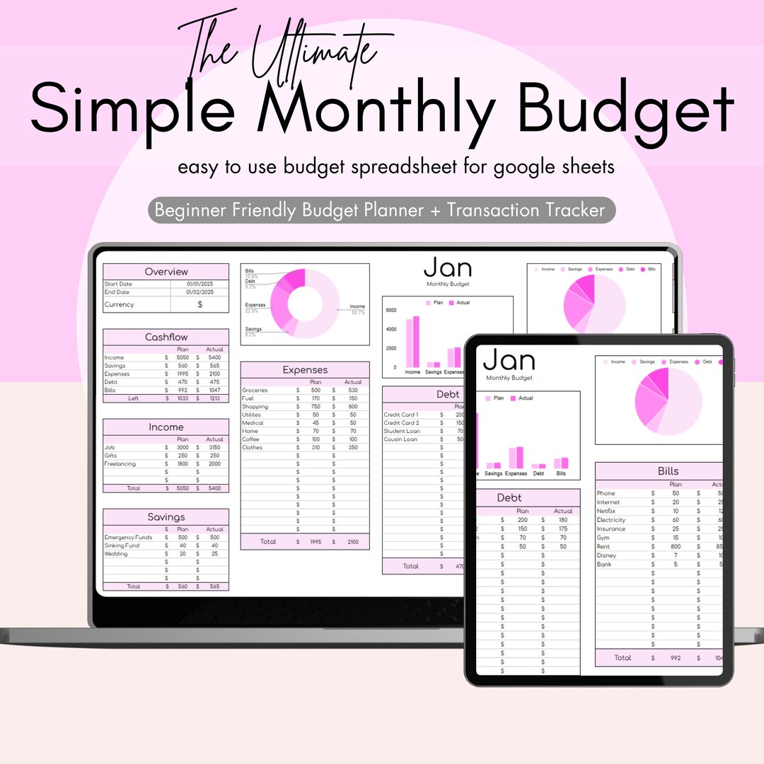 Monthly Budget Spreadsheet Google Sheet Budget Template, Weekly ...