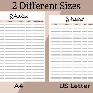 Wishlist Tracker | Printable Things to Buy | Editable Want List ...