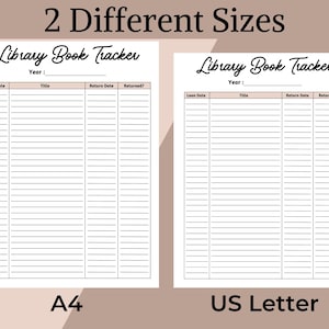 Printable Library Book Tracker | Book Log | Library Book Return ...