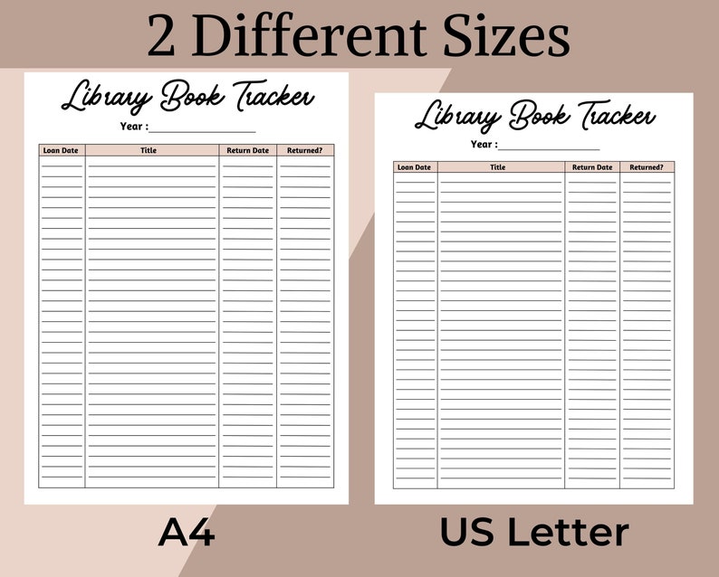 Printable Library Book Tracker Book Log Library Book - Etsy