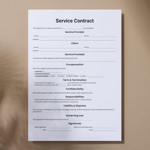 Simple Service Contract Template, One Page Services Contract Agreement ...