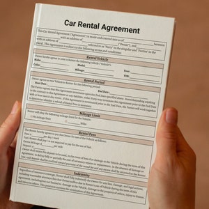 Car Rental Agreement, Printable Vehicle Lease Contract | Car Rental ...