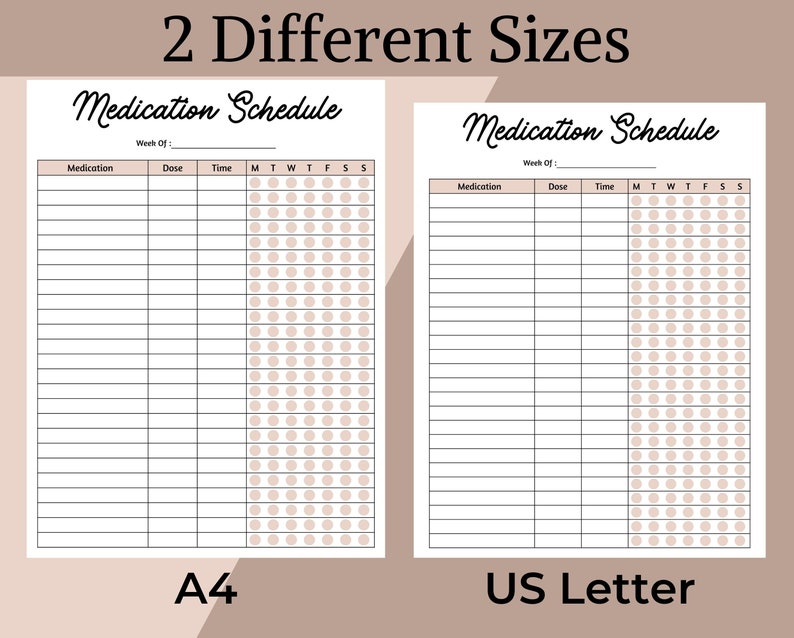 Medication Schedule Printable Medicine Intake Tracker - Etsy