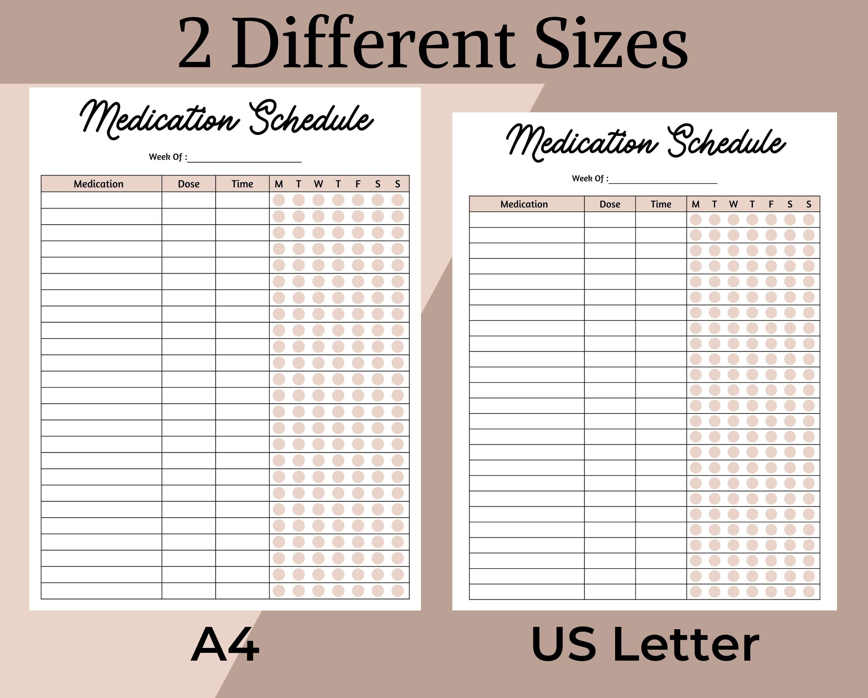 Medication Schedule Printable Medicine Intake Tracker - Etsy