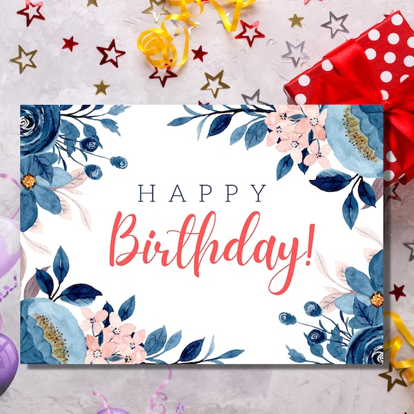 Printable Happy Birthday Card Template - Etsy